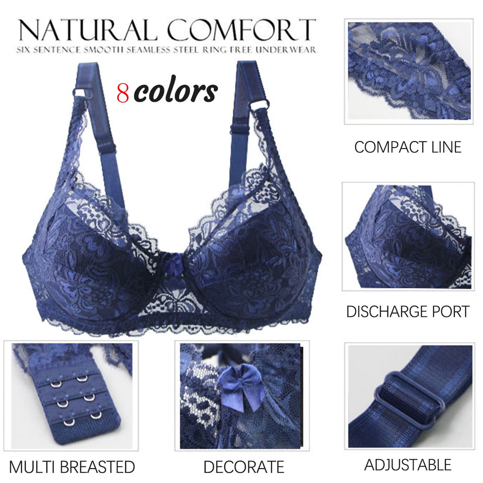 CFLVAEK Lace Bra for Women Wireless Adjustable Straps Everyday Bra Push ...