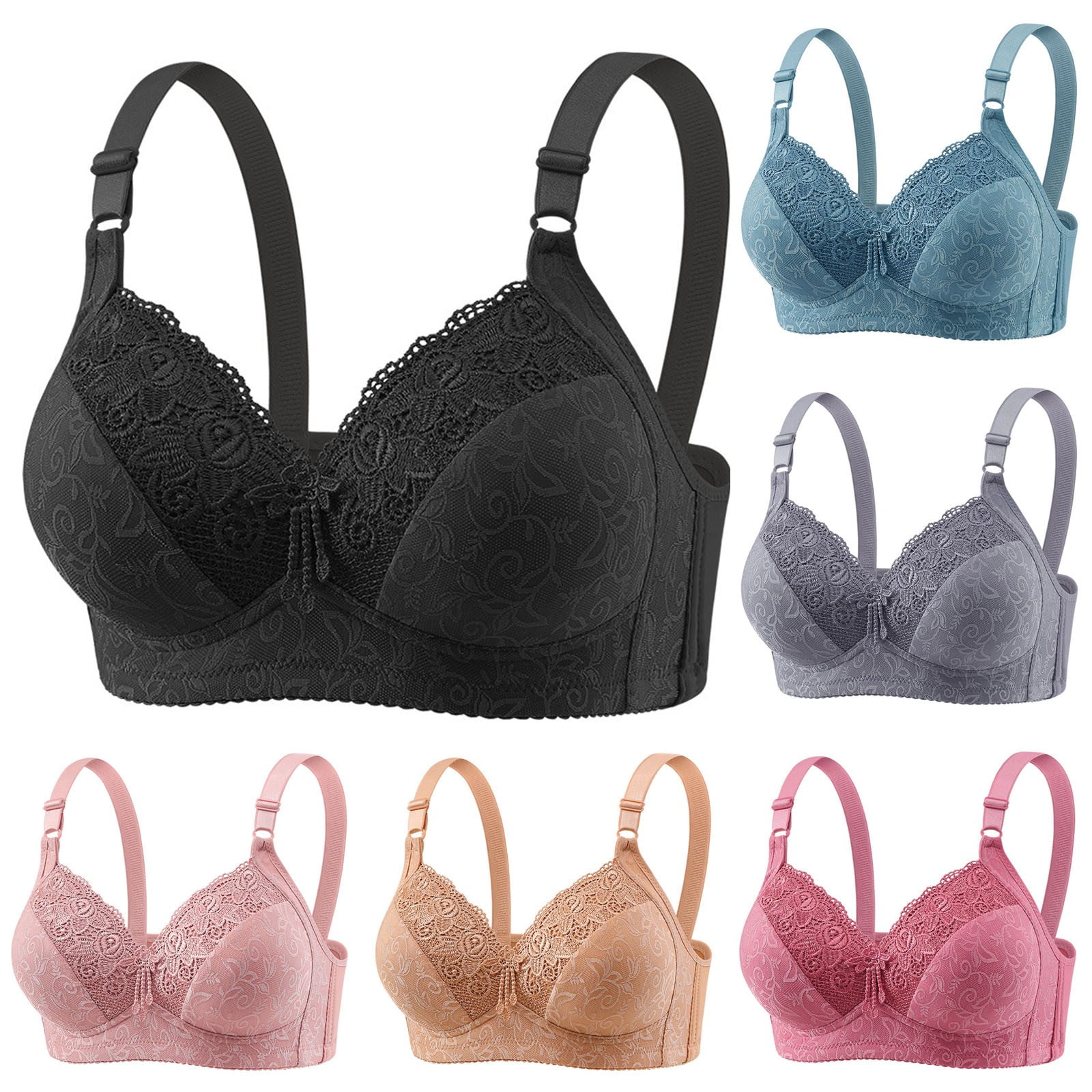 CFLVAEK Lace Bras for Women Push Up Bralettes Full Coverage Wireless ...