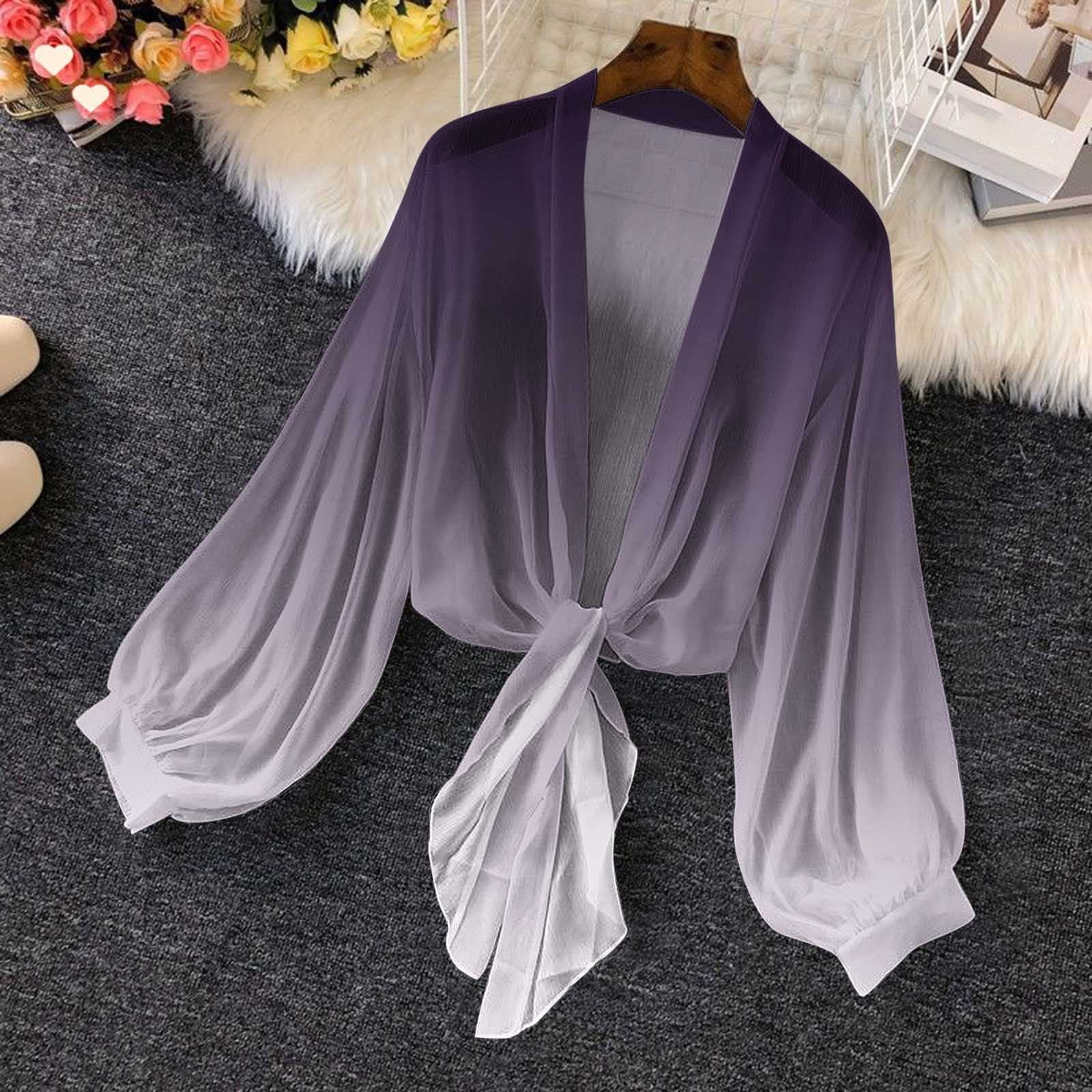 CFLVAEK Lightweight Short Bolero Cardigan Shrug for Women Sheer Tie ...