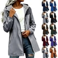 CFLVAEK Long Rain Jacket Women Waterproof Striped Lined Hooded Raincoat ...