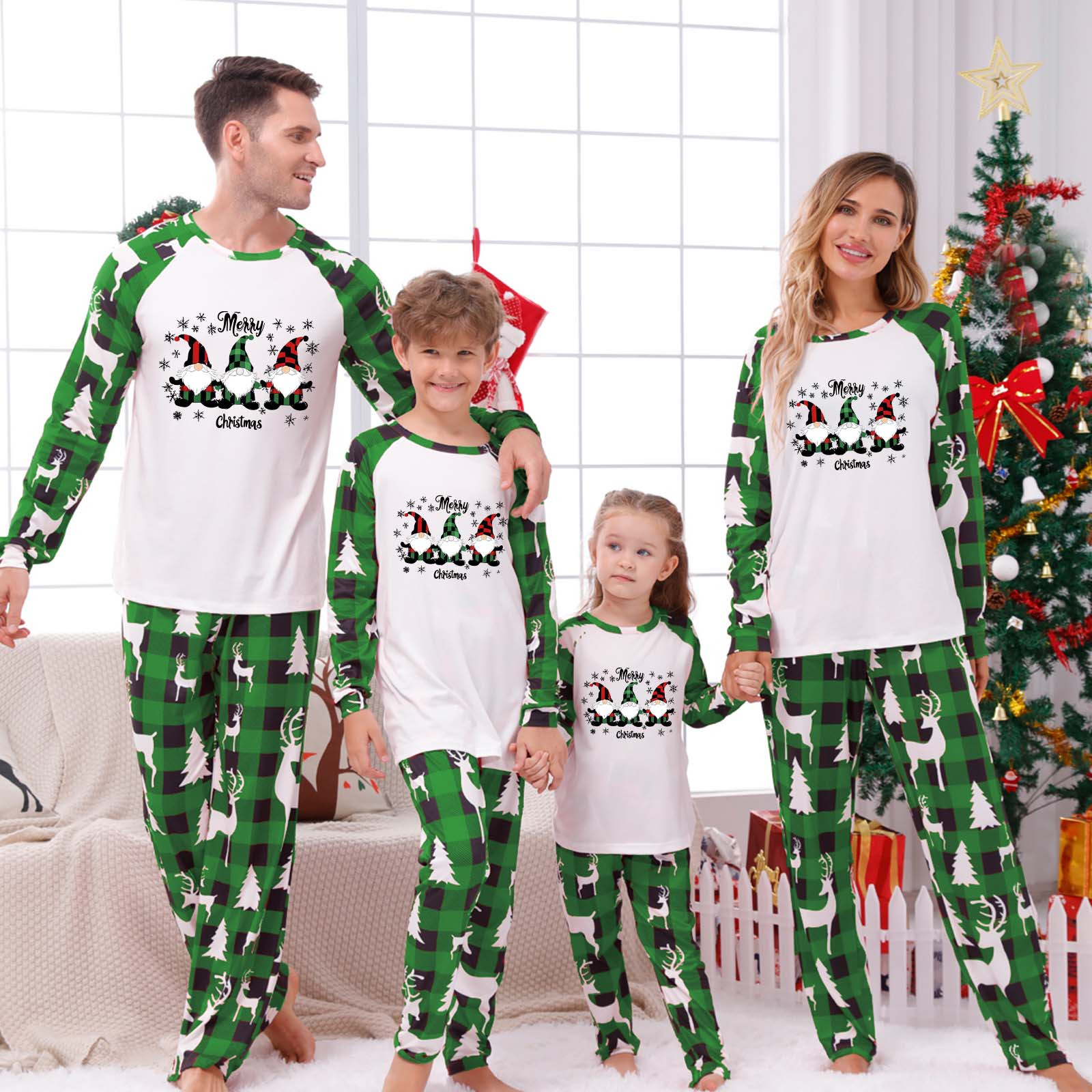 CFLVAEK Matching Christmas Pajamas for Family Cute Dwarf Print Pjs Sets ...