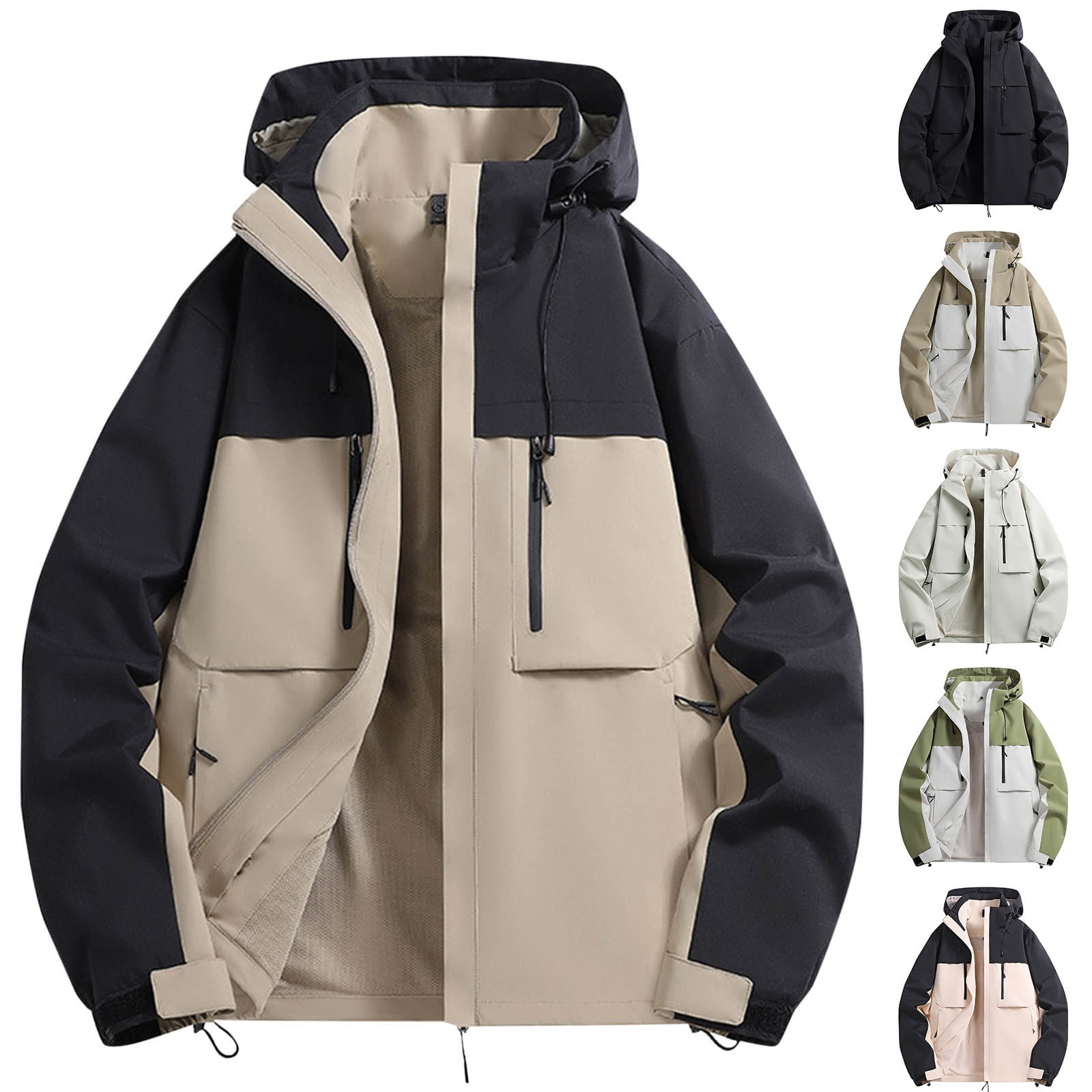 CFLVAEK Mens Rain Jacket Lightweight Waterproof Windbreaker Coat Full ...