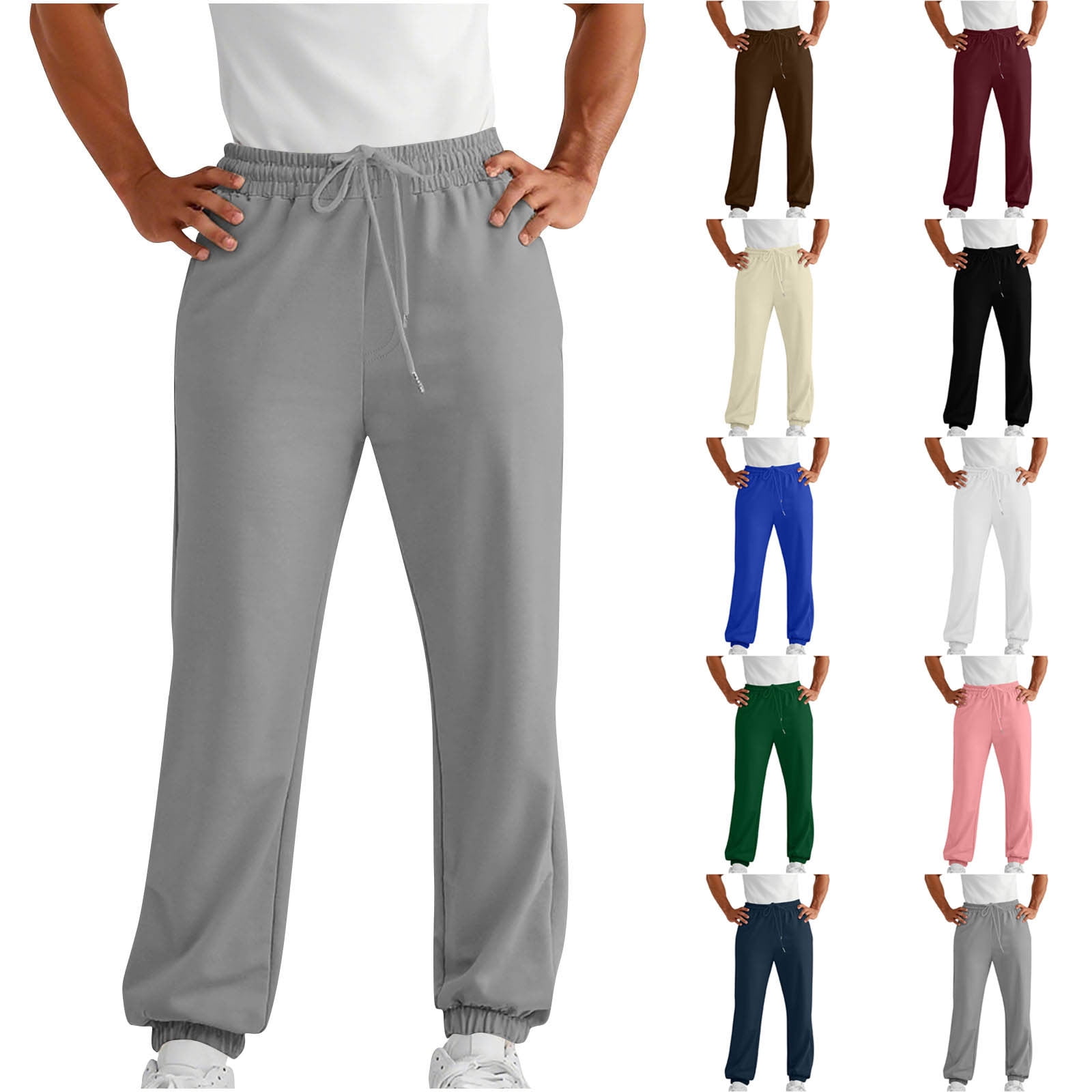 CFLVAEK Mens Sweatpants with Pockets Casual Drawstring Elastic Waisted Workout Pants Big and ...