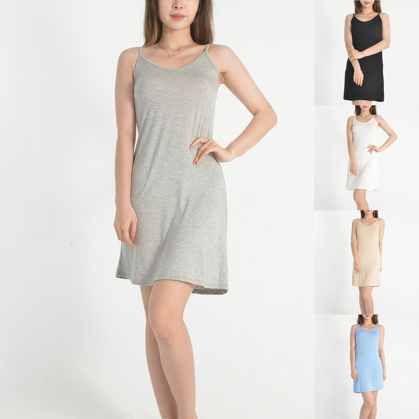CFLVAEK Nightgowns for Women Short Modal Slip Dress Spaghetti Strap ...