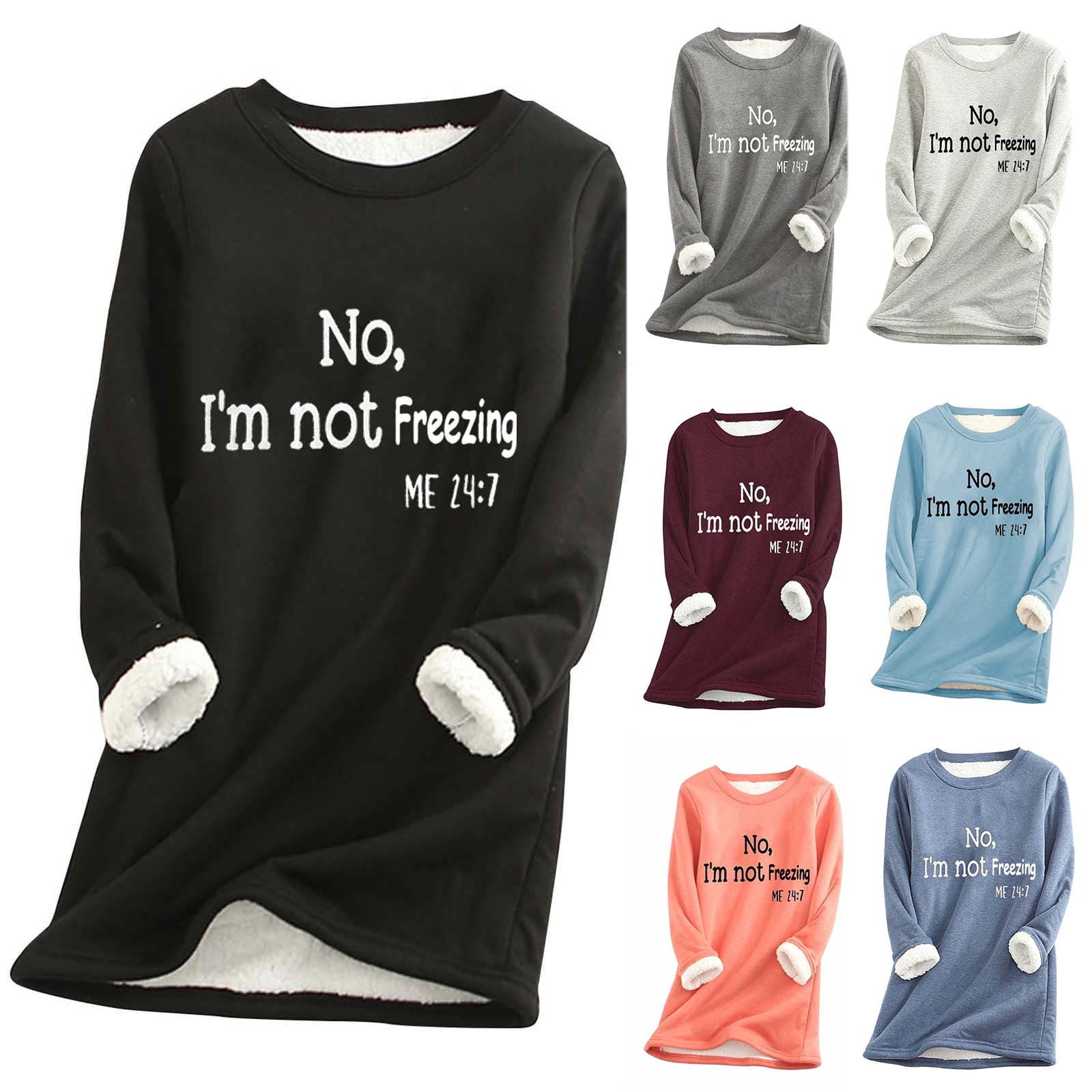 CFLVAEK No,I'm Not Freezing Sweatshirts for Women Thick Sherpa Lined ...