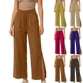 CFLVAEK Pants for Women Casual Side Split Lounge Pant with Pockets ...