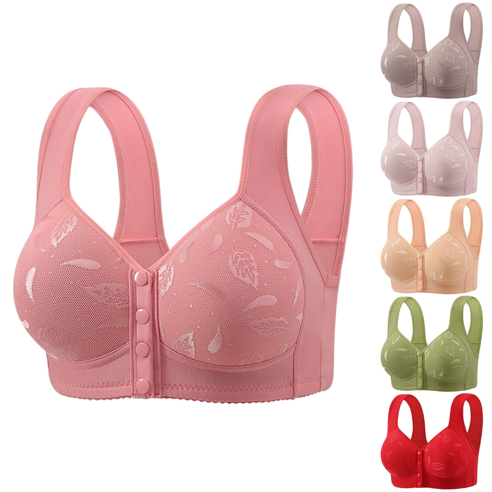 CFLVAEK Plus Size Bra for Senior Women Front Closure Wirefree Everyday ...