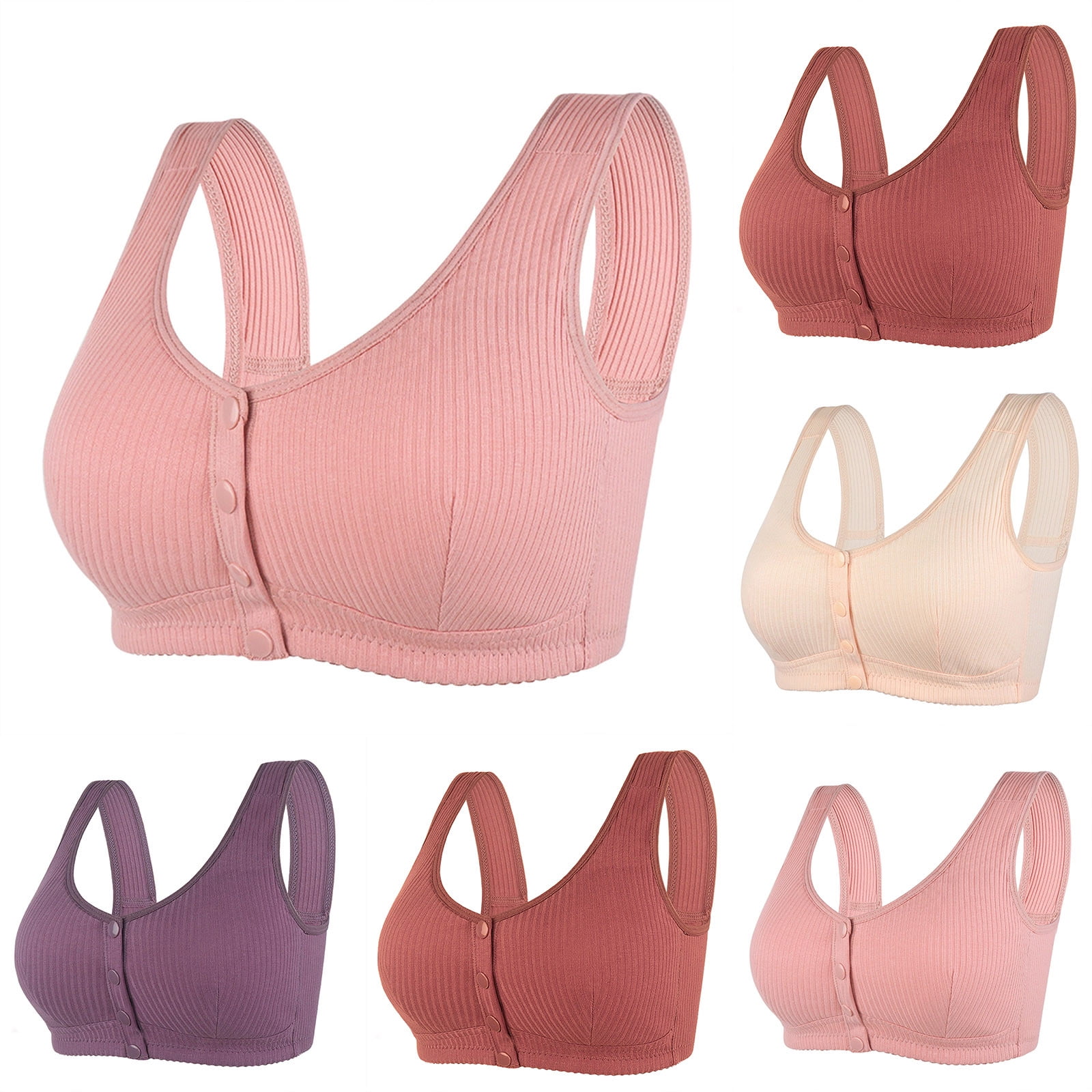 CFLVAEK Plus Size Bras for Elder Women Comfort Wireless Front Closure ...