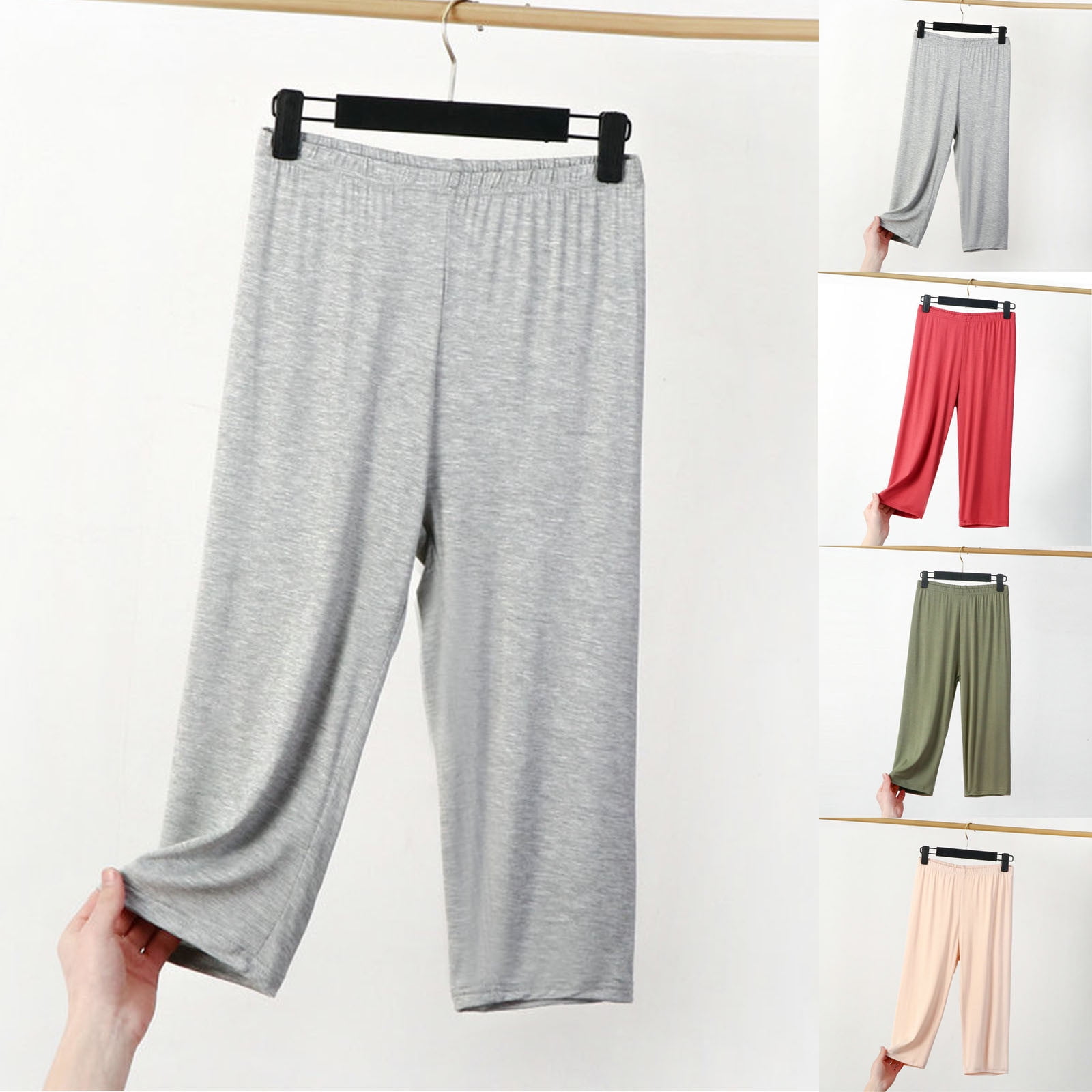 CFLVAEK Plus Size Capris for Women Lightweight Wide Leg Capri Pants ...