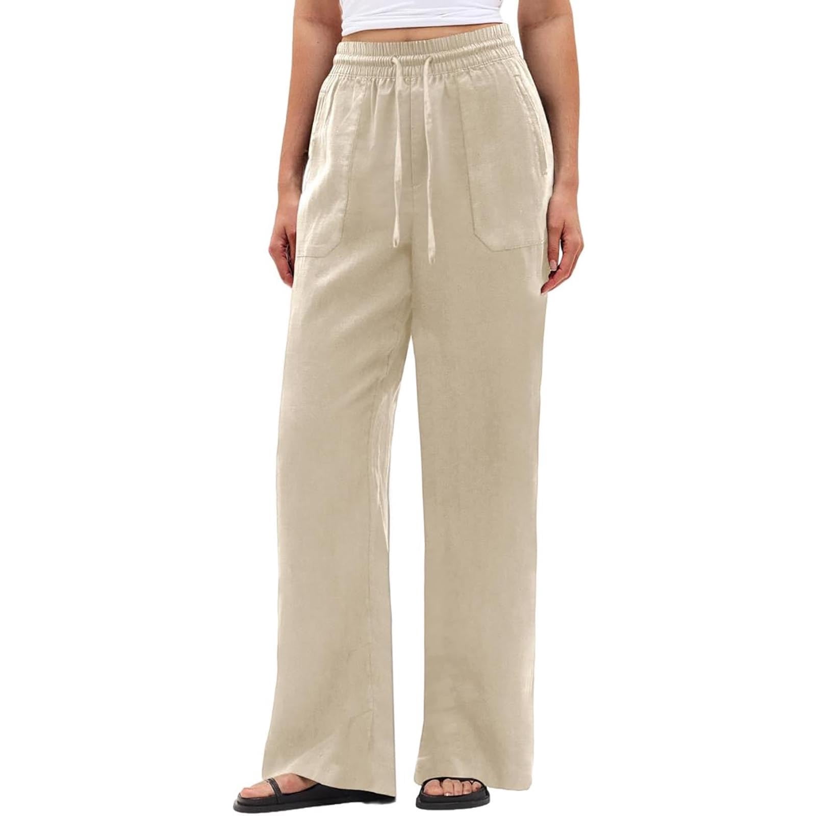 CFLVAEK Plus Size Pants for Women Casual Wide Leg Pant Solid Color ...