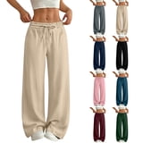CFLVAEK Plus Size Pants for Women with Pockets Loose Wide Leg Beach ...