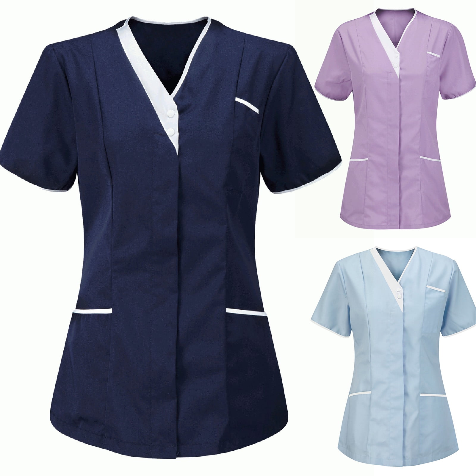 CFLVAEK Plus Size Scrubs for Women Comfy Short Sleeve Nursing Uniform ...