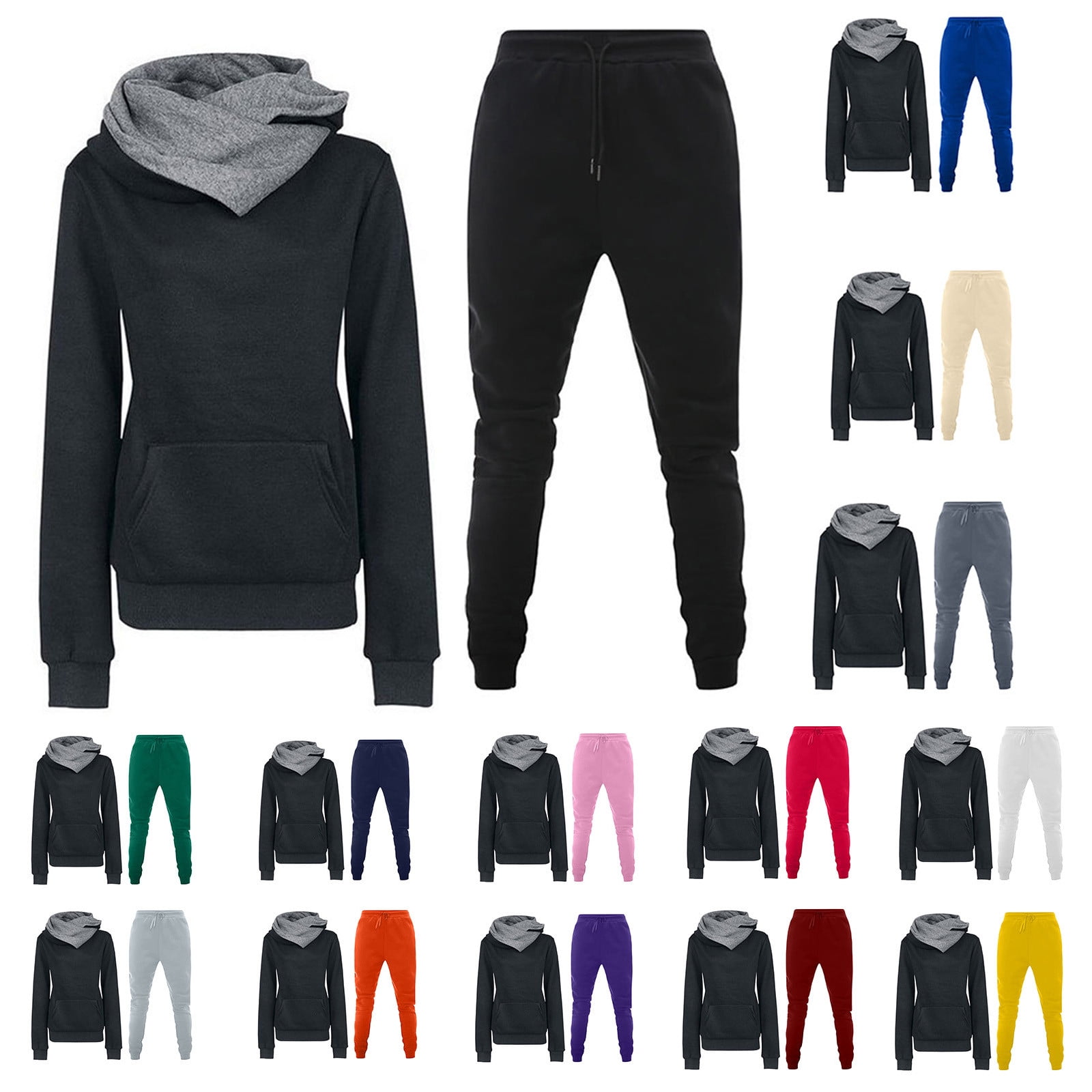 CFLVAEK Plus Size Sweatsuits Women 2 Piece Outfits Cowl Neck Hoodies ...
