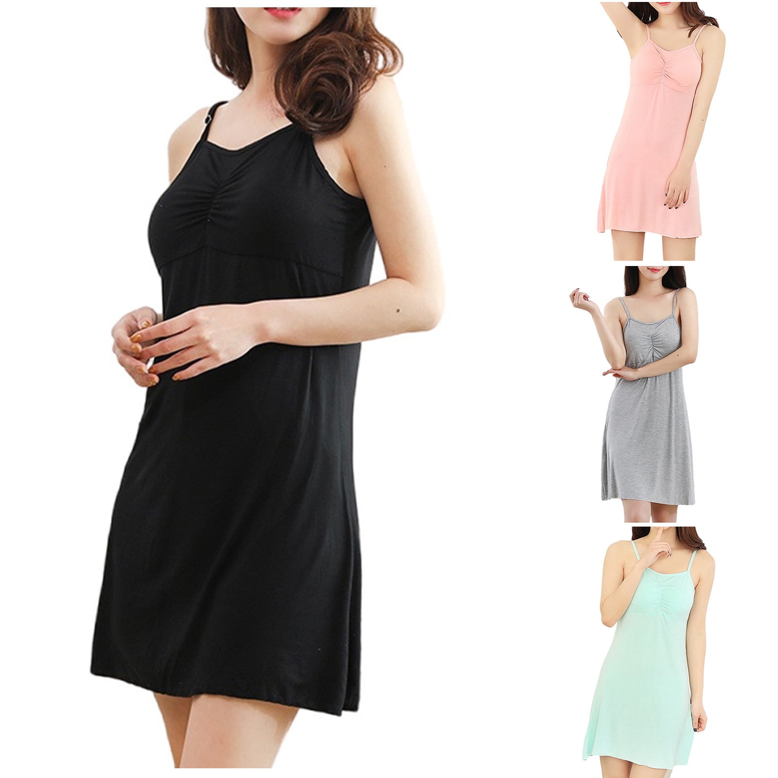 CFLVAEK Plus Size Women Nightgowns with Built in Bra Comfy V Neck Tank ...