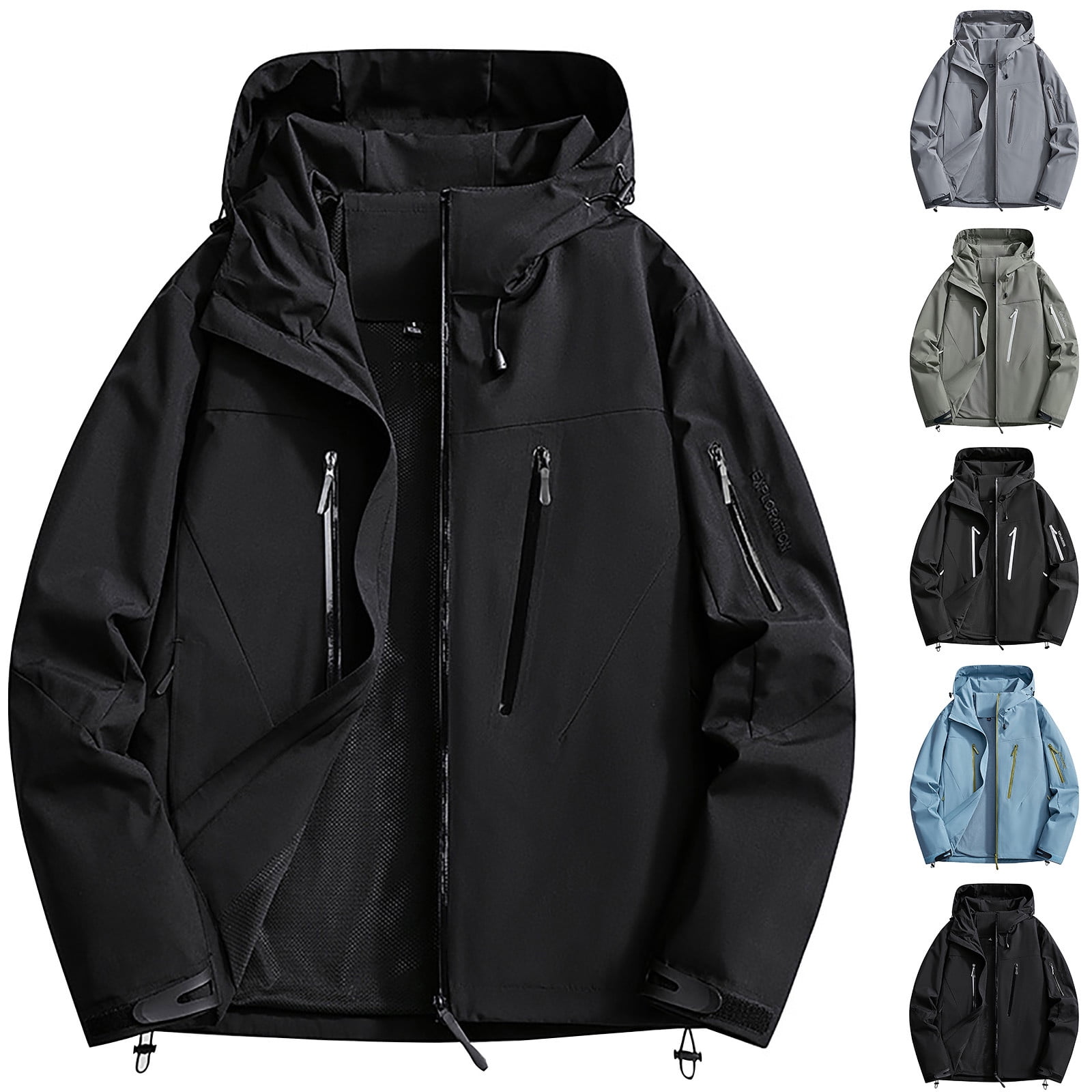 CFLVAEK Plus Size Women's Rain Jackets Waterproof Lightweight Zip Up ...