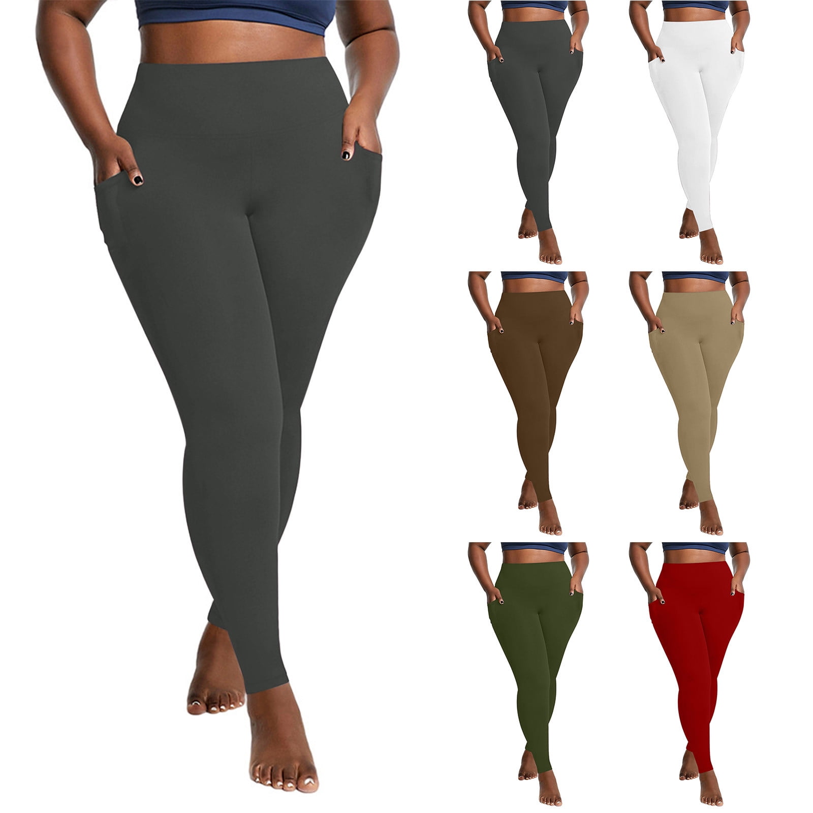 CFLVAEK Plus Size Yoga Pants with Pockets for Women Quick Dry Stretch Leggings Comfy High ...