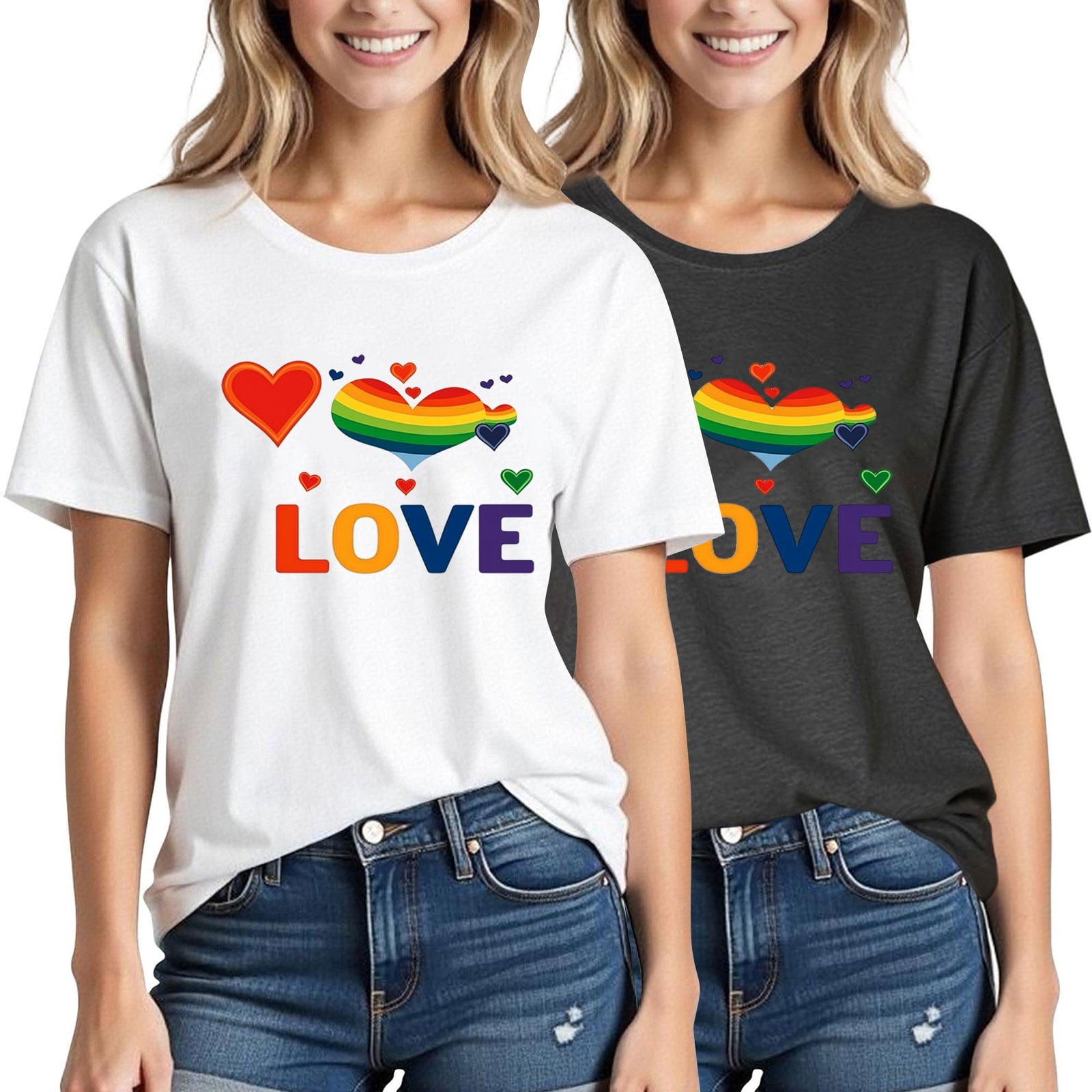 CFLVAEK Pride Shirts for Women Love Heart Rainbow Graphic T Shirt LGBTQ ...