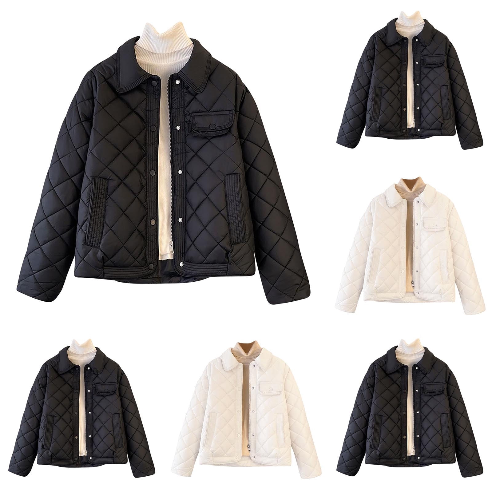 CFLVAEK Puffer Jackets for Women Warm Thermal Winter Quilted Down Coat ...