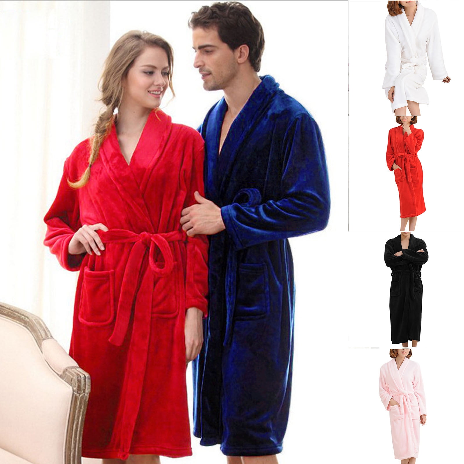 CFLVAEK His and Hers Robes Plus Size Flannel Bathrobes for Men and ...