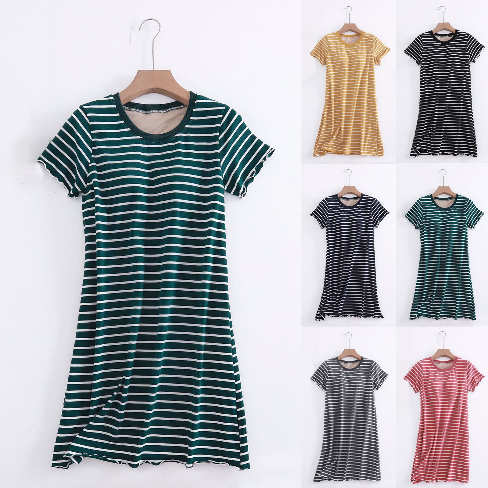CFLVAEK Soft Cotton Nightgowns for Women with Bulit in Bra Ruffled Hem ...
