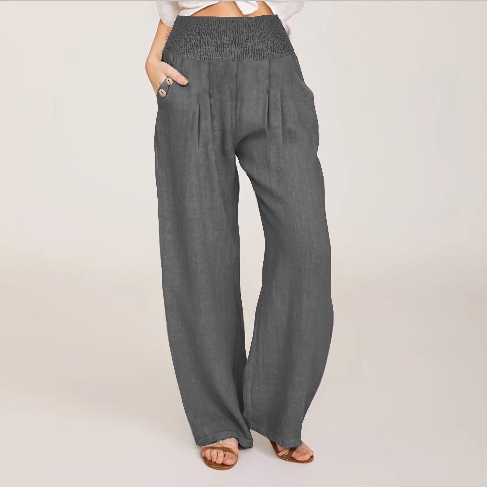 CFLVAEK Straight Going Out Slacks Women High Waisted Wide Leg ...