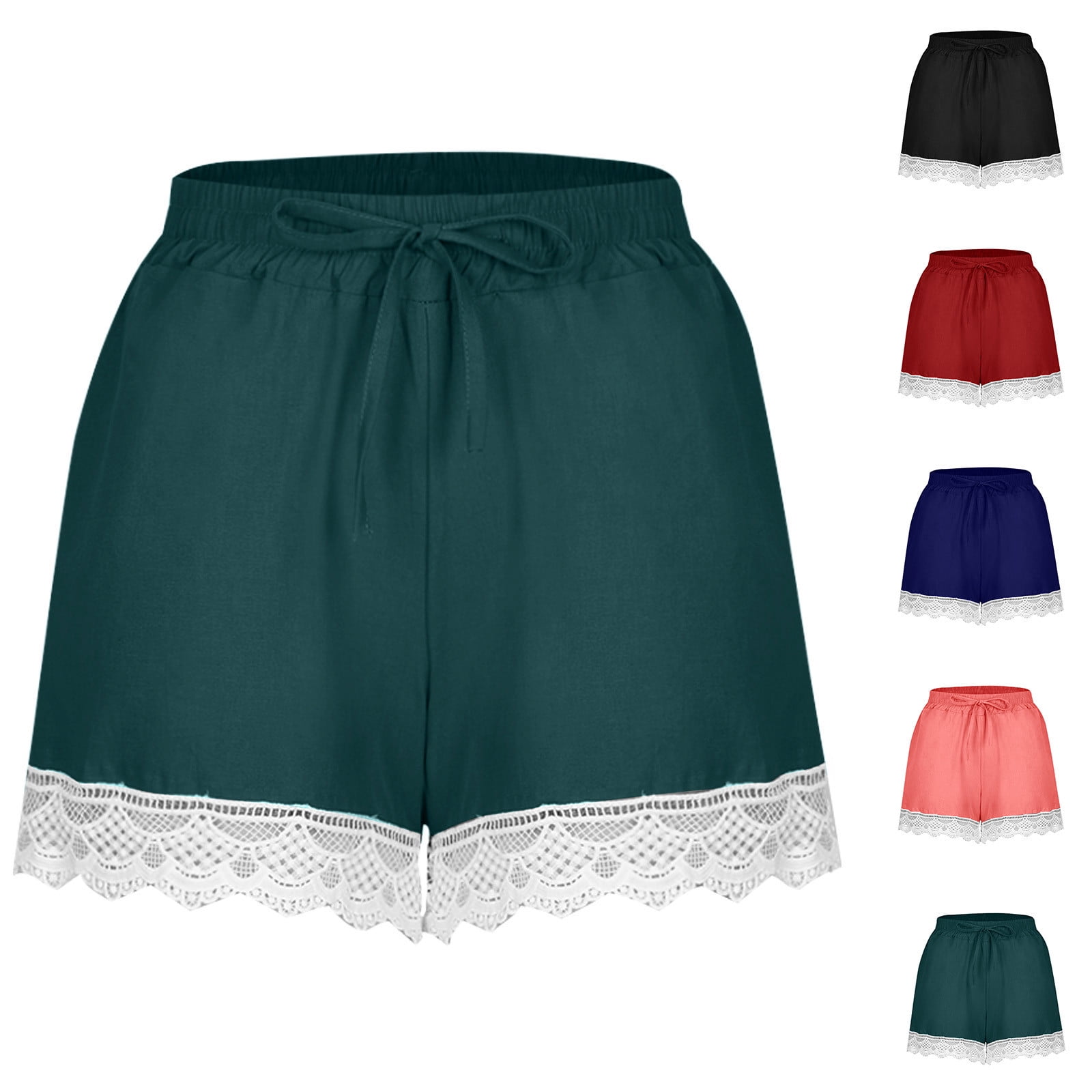 CFLVAEK Summer Shorts Women Plus Size Drawstring Waisted Cotton Linen ...