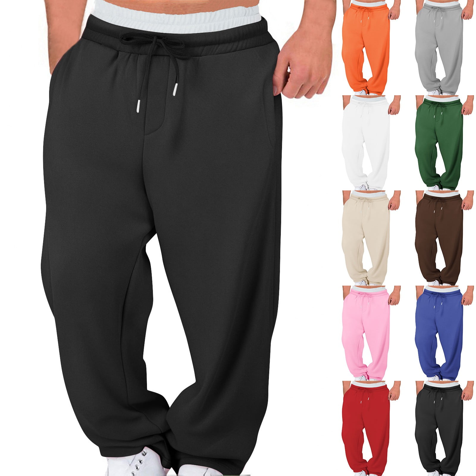 CFLVAEK Sweatpants for Men Big and Tall Open Bottom Wide Leg Workout ...