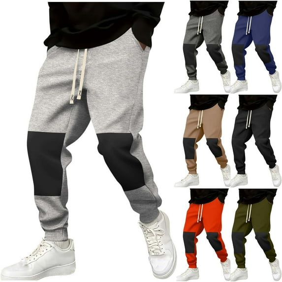 CFLVAEK Sweatpants for Men Fashion Color Block Print Sweatpant Plus Size Drawstring Elastic ...