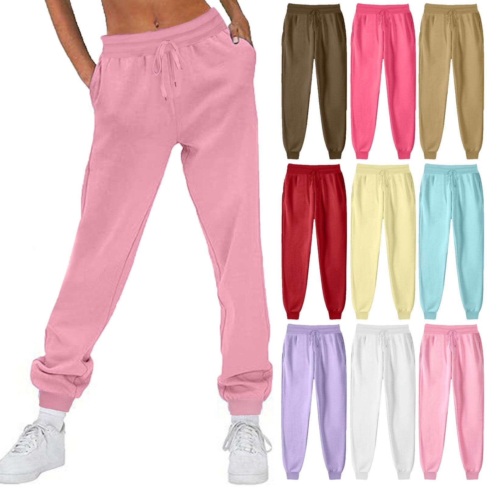 CFLVAEK Sweatpants for Women Casual Drawstring High Waisted Jogger ...
