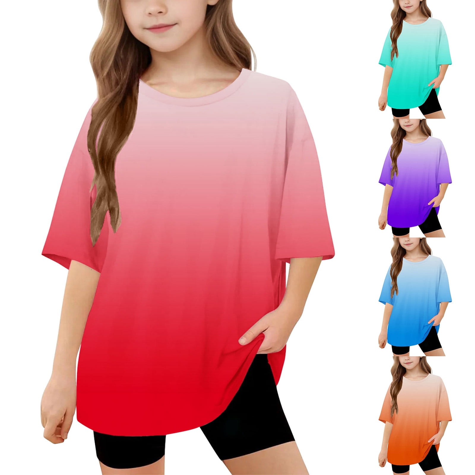 CFLVAEK T Shirts for Kids Girls Size 5-15 Casual Summer Short Sleeve ...