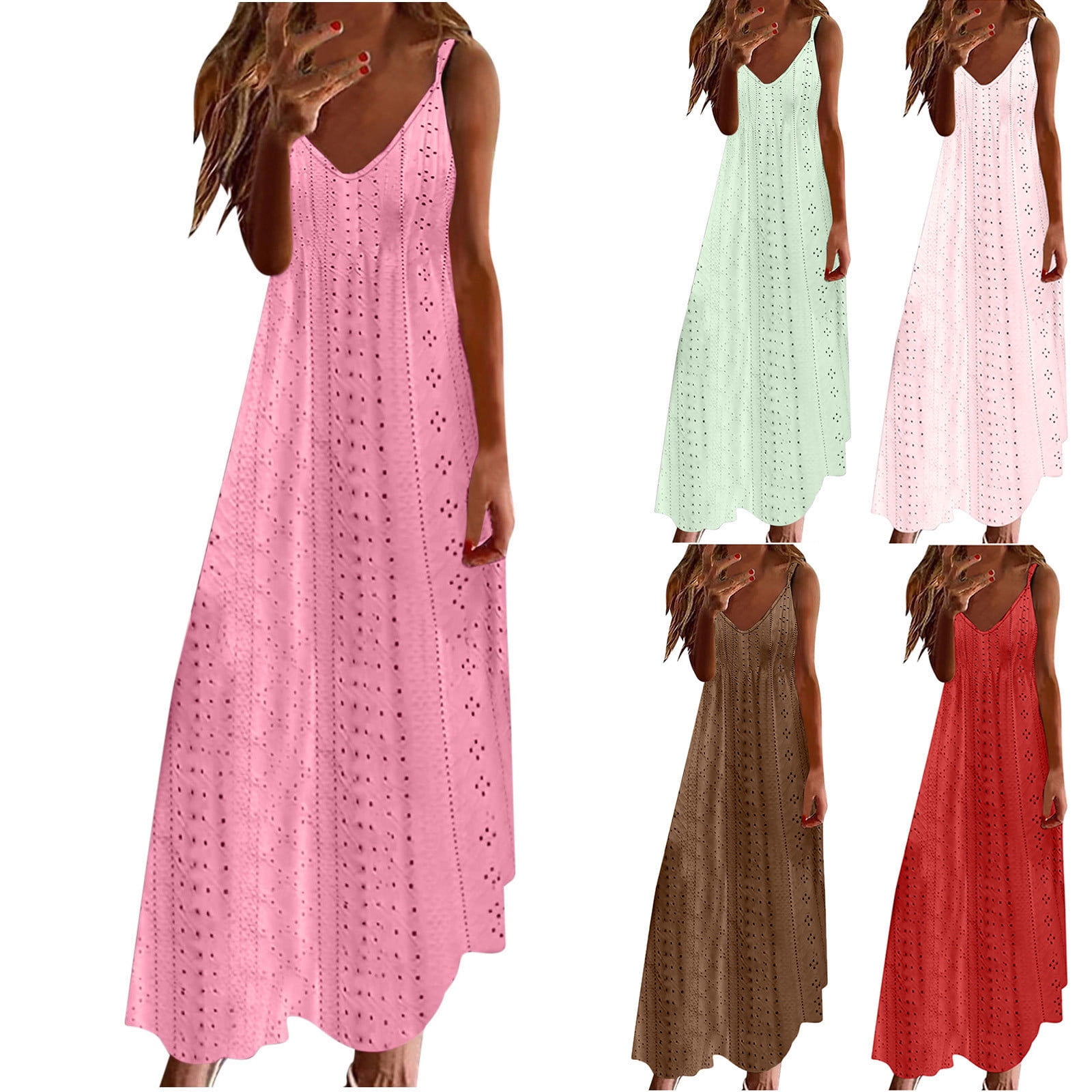 CFLVAEK Tank Dresses for Women Summer Casual V Neck Sleeveless Maxi ...