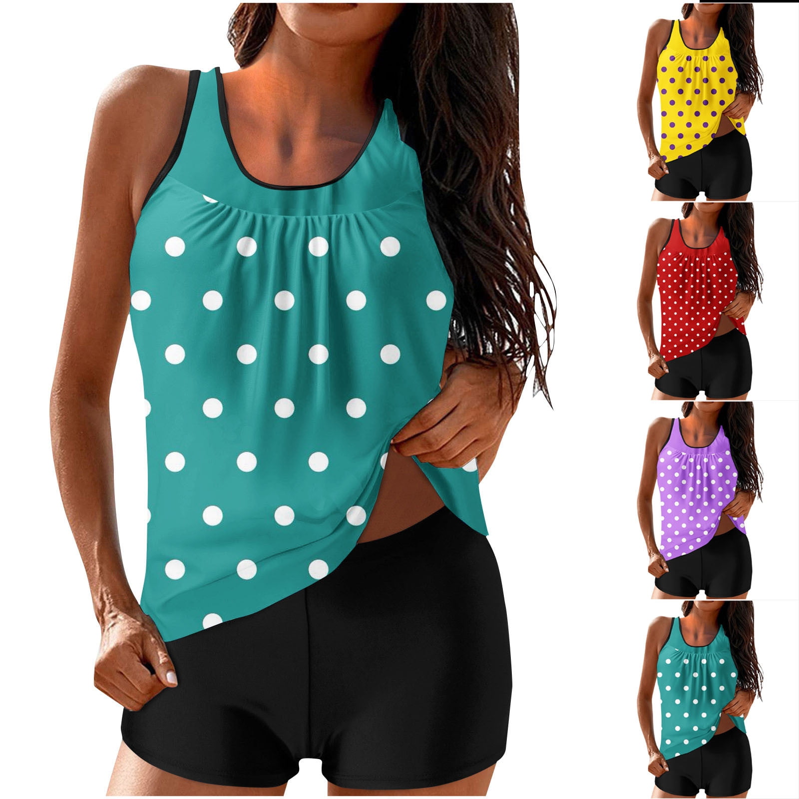 CFLVAEK Tankini Swimsuits for Women Summer Polka Dot Print Two Piece ...