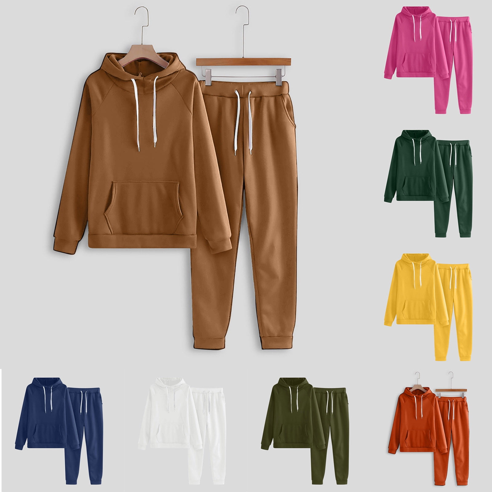CFLVAEK Two Piece Sweatsuits for Women Casual Long Sleeve Hooded ...