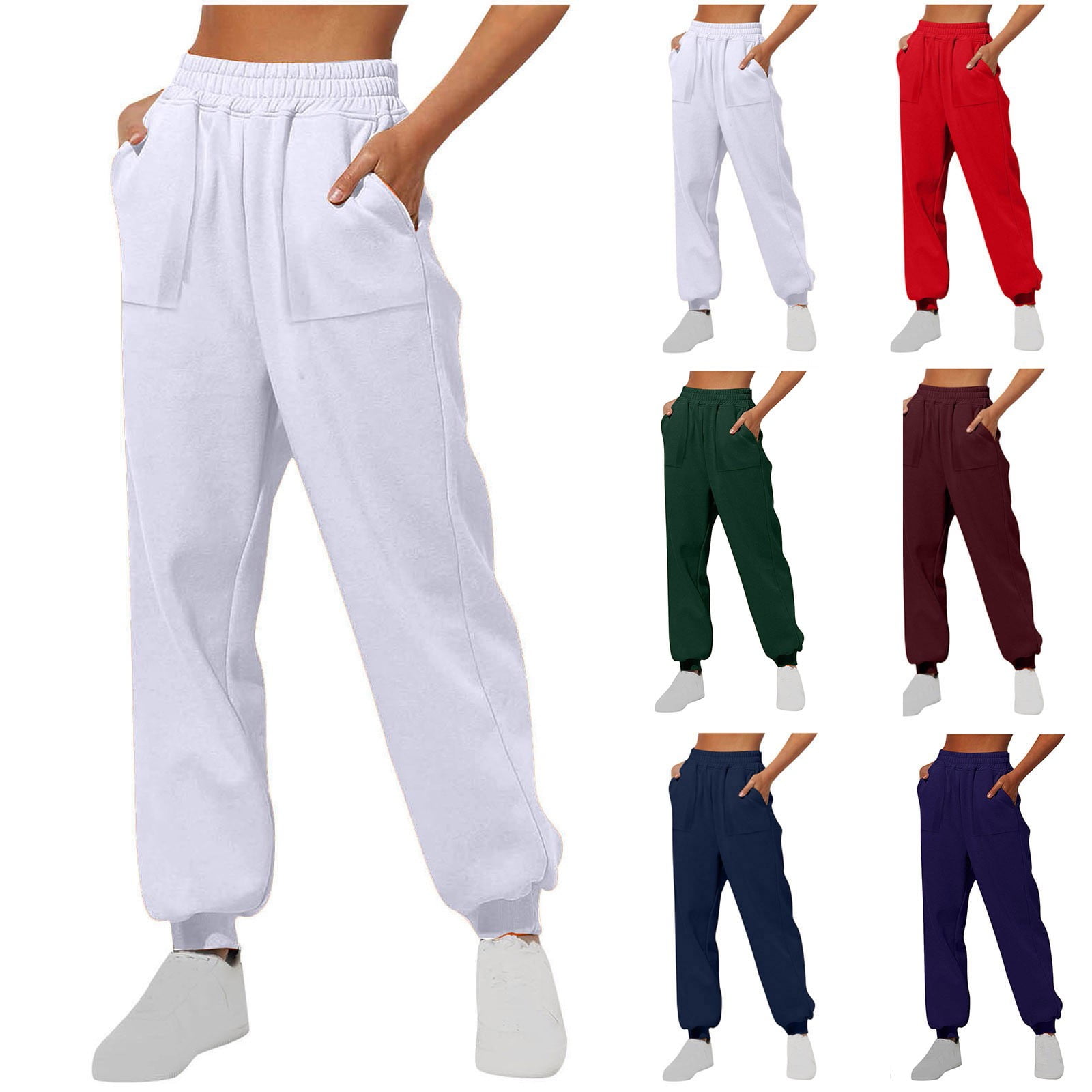 CFLVAEK Women's Cinch Bottom Sweatpants with Pockets Plain Tracksuit ...