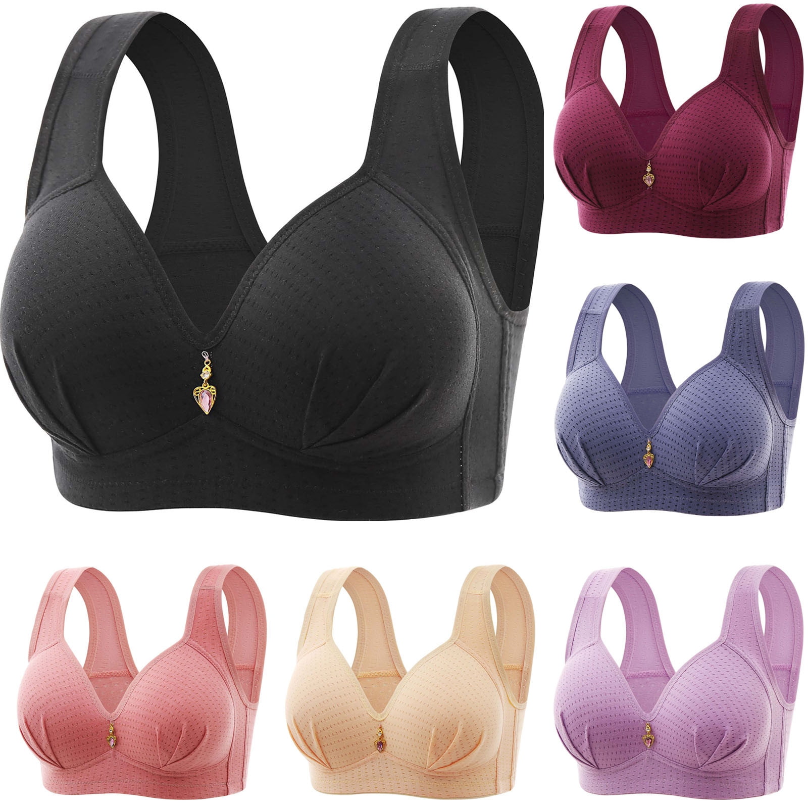 CFLVAEK Women's Plus Size Bras Comfort Wireless Push Up Bra Breathable ...