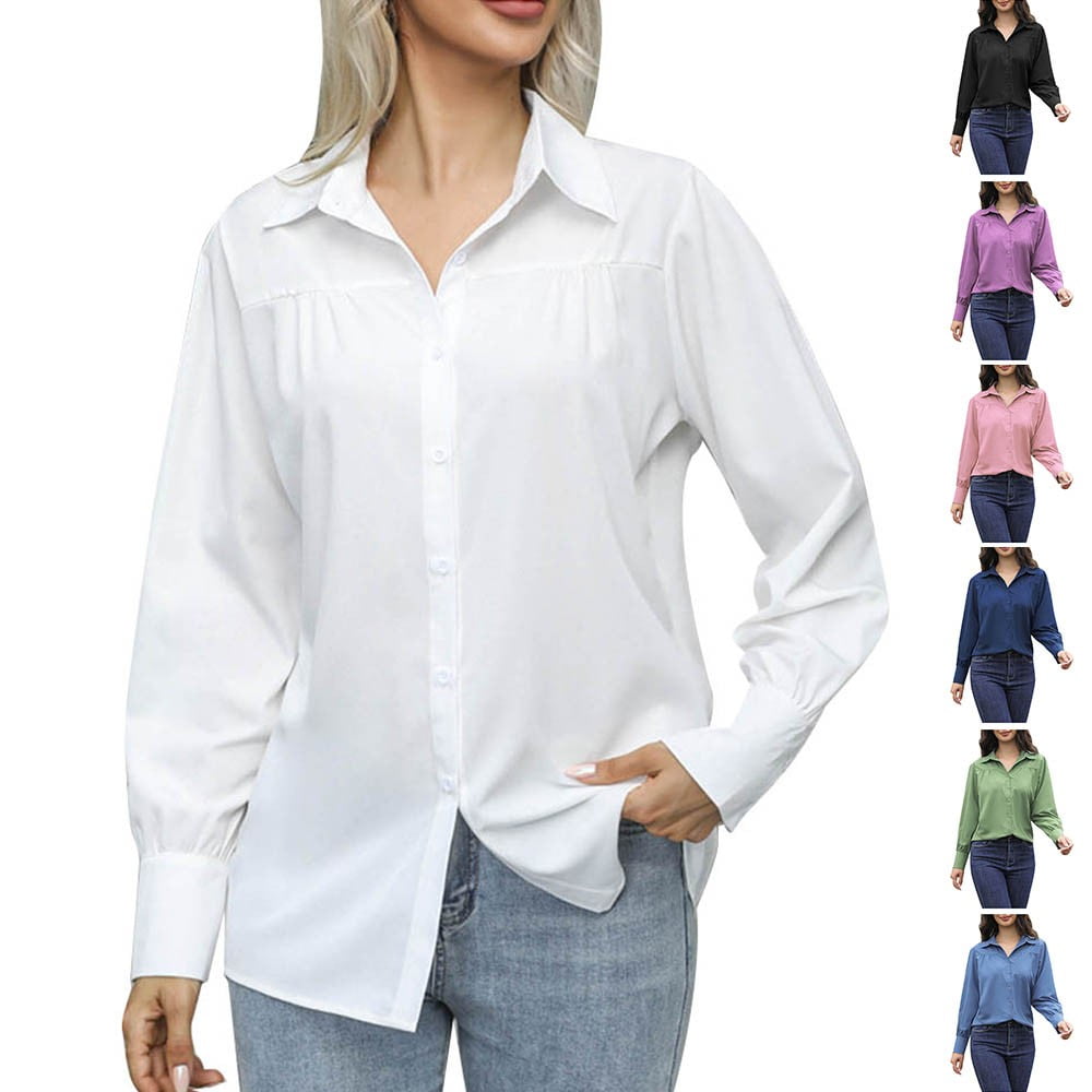 CFLVAEK Womens Dressy Casual Shirts Button Down Work Business Shirt ...