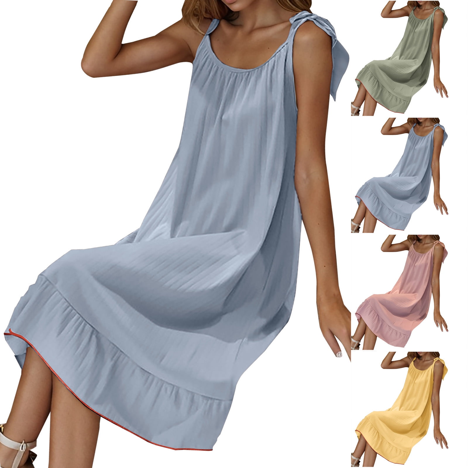 CFLVAEK Womens Nightgowns Plus Size Scoop Neck Sleepwear Lightweight ...