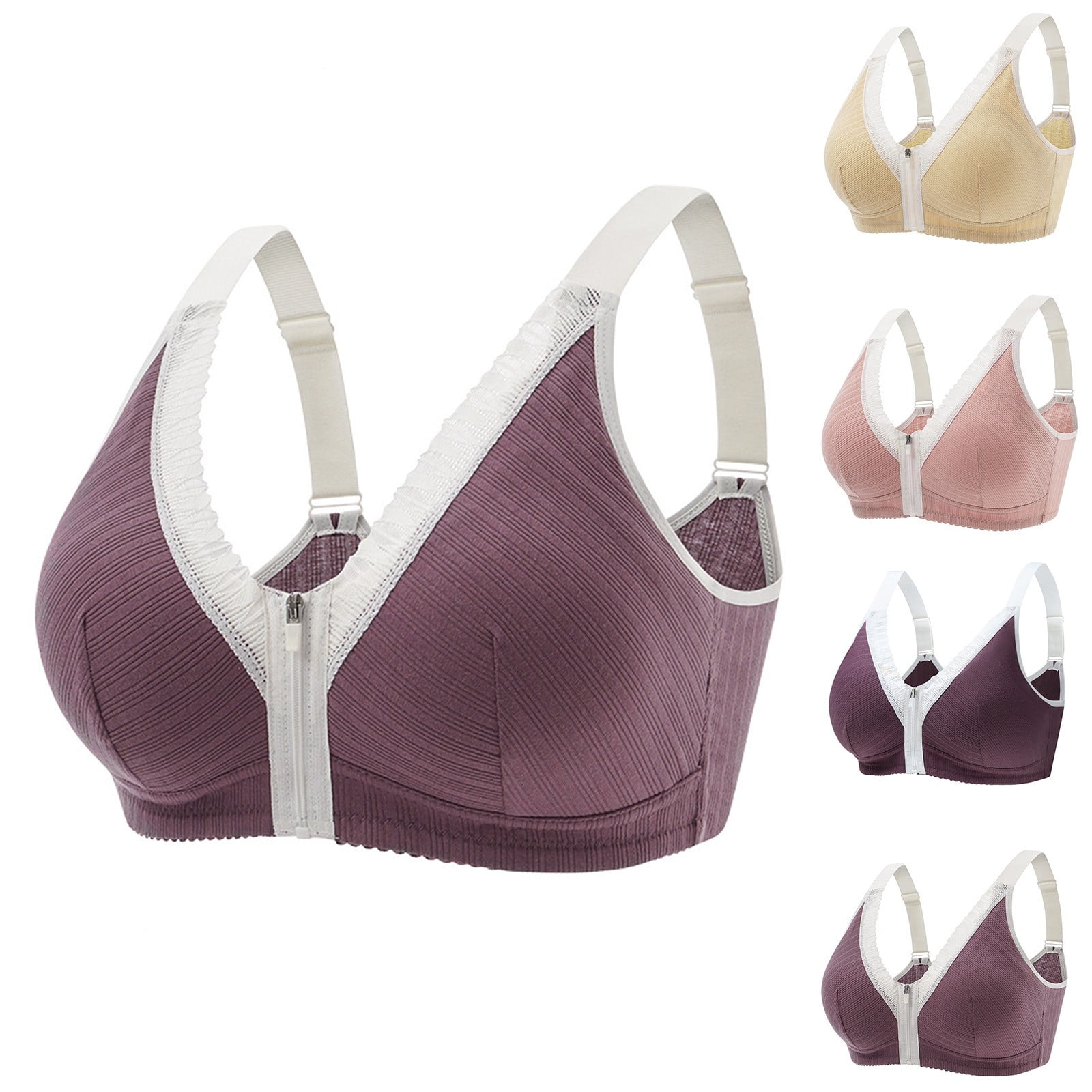 CFLVAEK Womens Plus Size Bras Front Closure No Underwire Bra Breathable ...