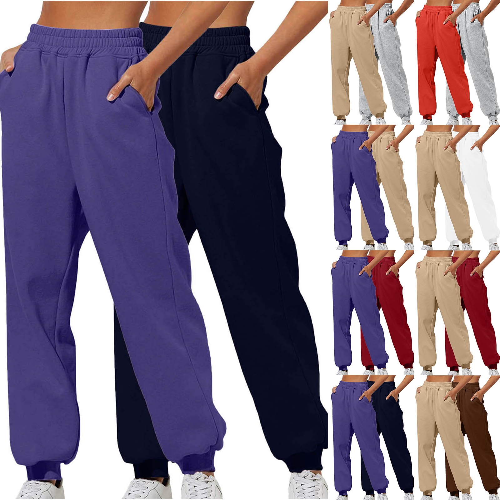 CFLVAEK Womens Plus Size Sweatpants Set of 2 Casual Cinch Bottom Baggy ...