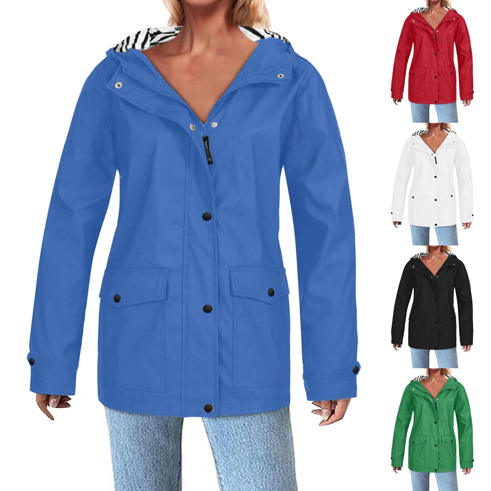 CFLVAEK Womens Rain Jackets Plus Size Waterproof Lightweight Rain Coat ...