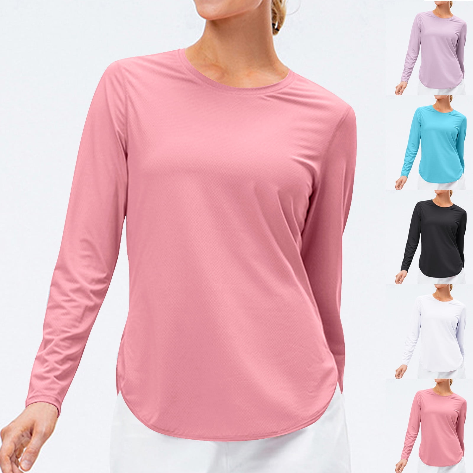 CFLVAEK Womens Sun Protection Shirts Long Sleeve Crewneck Sun Shirts UPF 50+ Outdoor Yoga Shirt ...