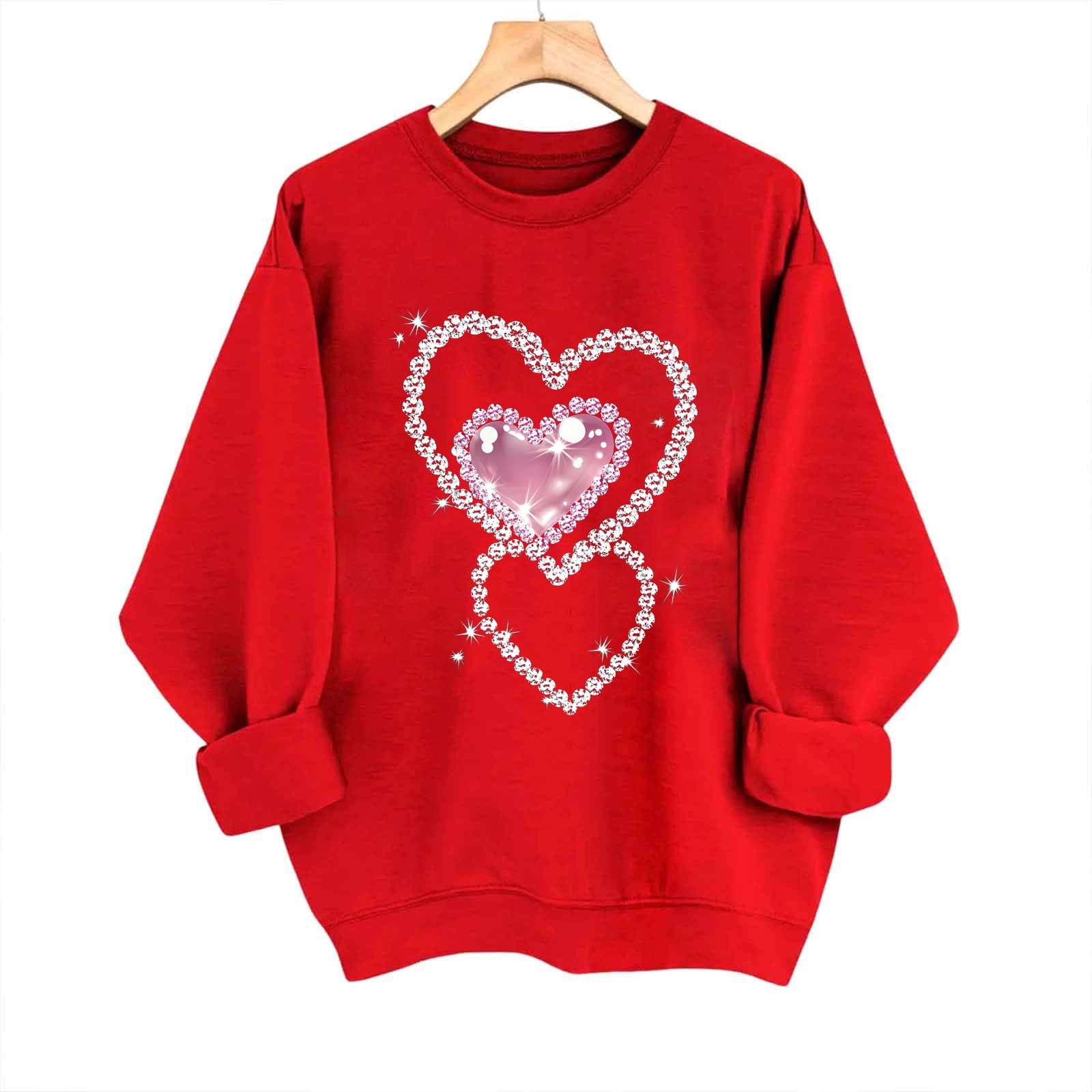 CFLVAEK Womens Valentines Day Sweatshirts Trendy Heart Graphic ...