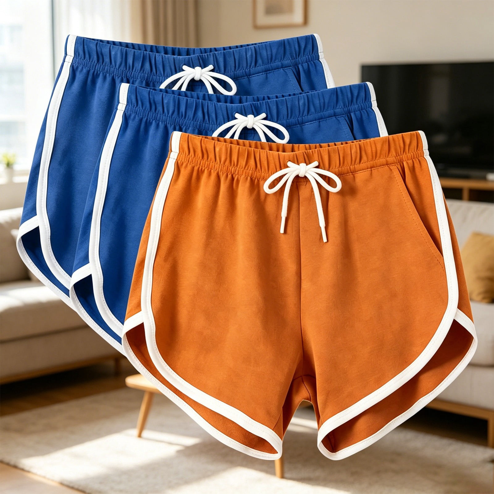 CFLVAEK Womens Workout Athletic Shorts Pack of 3 Plus Size Drawstring ...