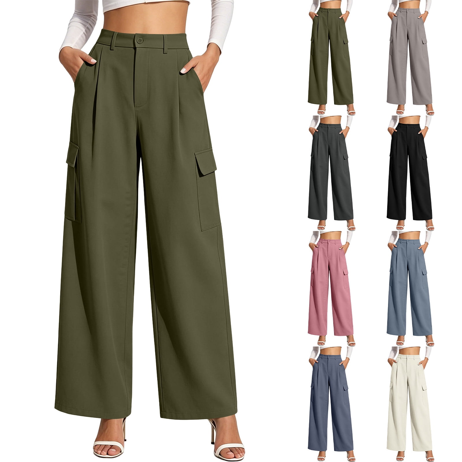 CFLVAEK Work Pants for Women with Pockets Business Casual High Waisted ...