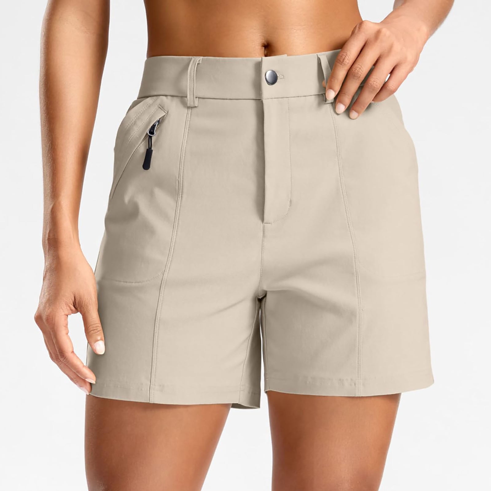 CFLVAEK Workout Athletic Shorts for Women with Zipper Pockets High ...