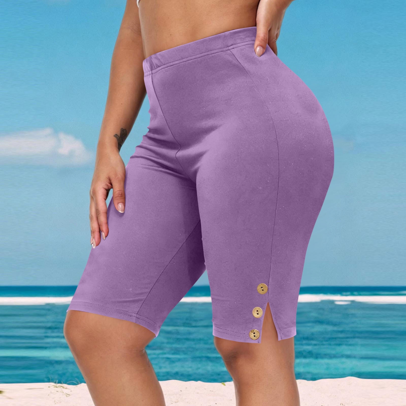 CFLVAEK Workout Shorts for Women Plus Size High Waisted Yoga Shorts ...