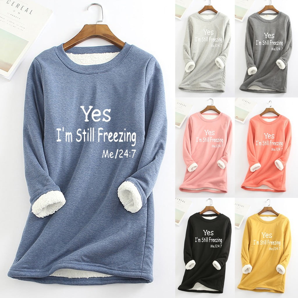CFLVAEK Yes I'm Still Freezing Sweatshirts for Women Oversized Sherpa ...