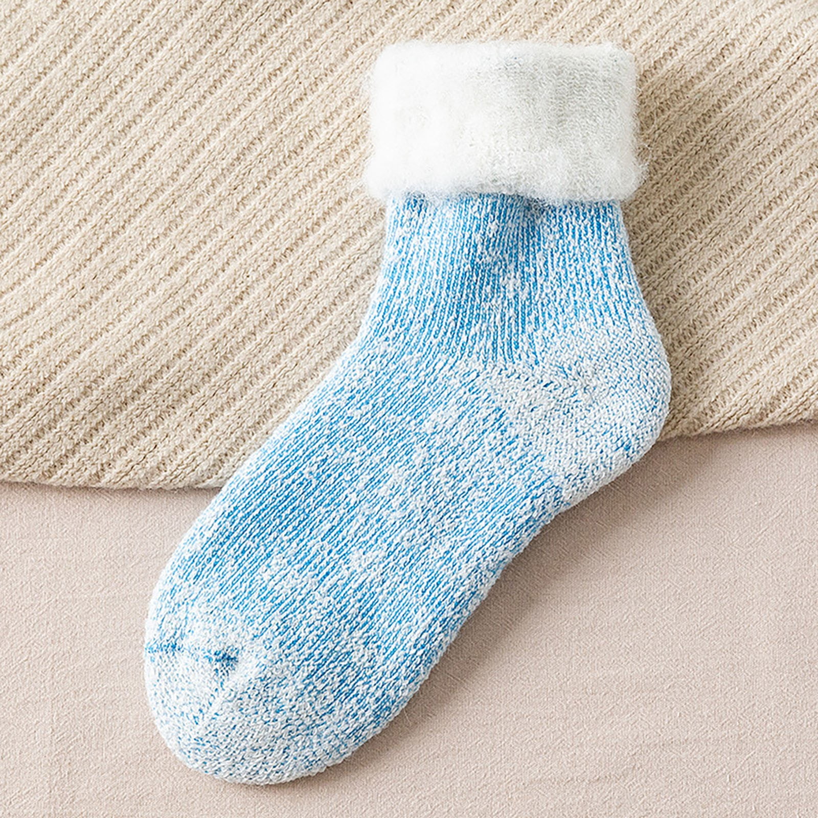 CFMIURAN Light Blue Cozy Crew Socks, Wool Socks Winter Stockings ...
