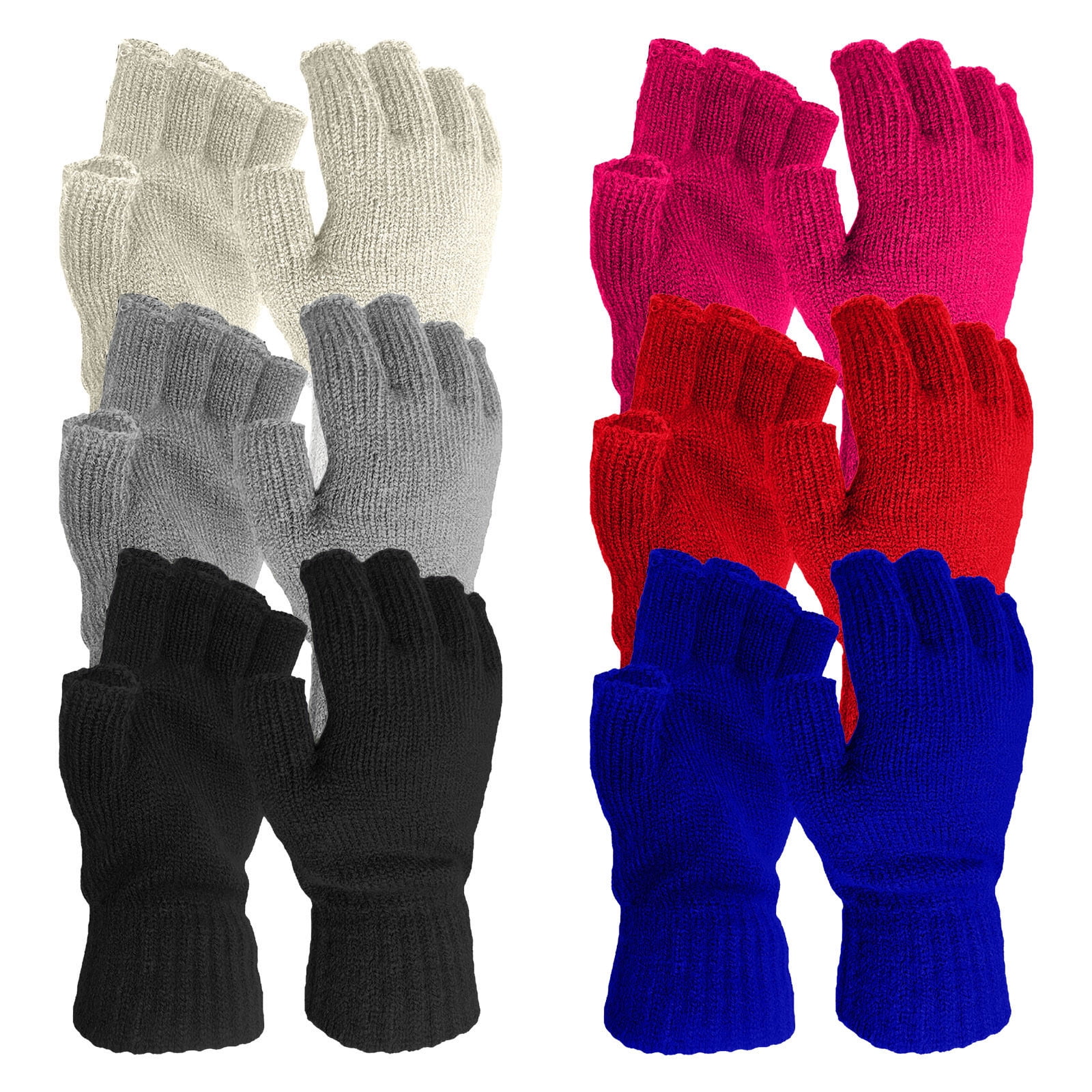 CFMIURAN Men & Women Winter Warm Knitted Fingerless Half Finger Gloves ...