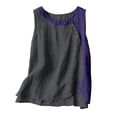 CFMIURAN Women's Color Block Round Neck Linen Blend Sleeveless Tank ...
